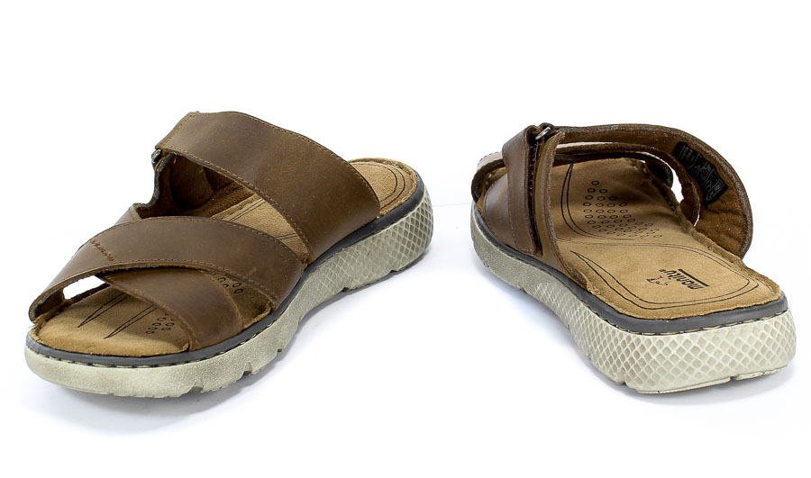 Klapki Manitu 600512-2 Braun Brązowy Skóra